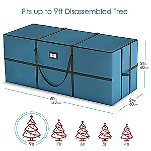 Hearth & Harbor Christmas Tree Storage Bag 9' – Waterproof Christmas Tree Storage Box Made of 600d Oxford Material – Christmas Tree Bag With Handles & Special Wide Opening, Blue