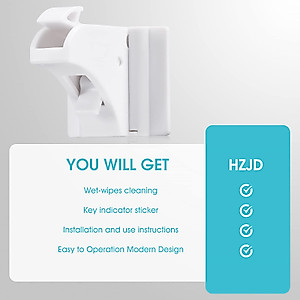 HZJD Magnetic Cabinet Locks Baby(4 Pack and 1 Keys)