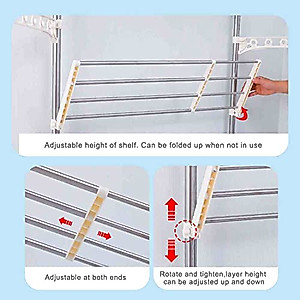 DAHOOMII Over The Toilet Storage Rack Above Washing Machine and Dryer Shelf Laundry Room Organizer 2-Tier Adjustable Bathroom Space Saver with 2 Hangers White