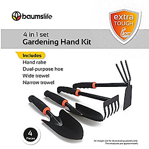 Baums Life Garden Tools Set Heavy Duty Gardening Set 4 Piece Succulent Tools Kit Garden Hand Tools Gift Sets for Women, Men, Gardener, Growers (4PCS)