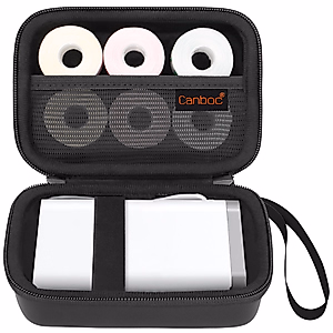 Canboc Carrying Case Compatible with NELKO P21 Label Maker Machine, Portable Bluetooth Label Printer Box, Zipper Mesh Bag fits Label Paper and Charging Cord, Black