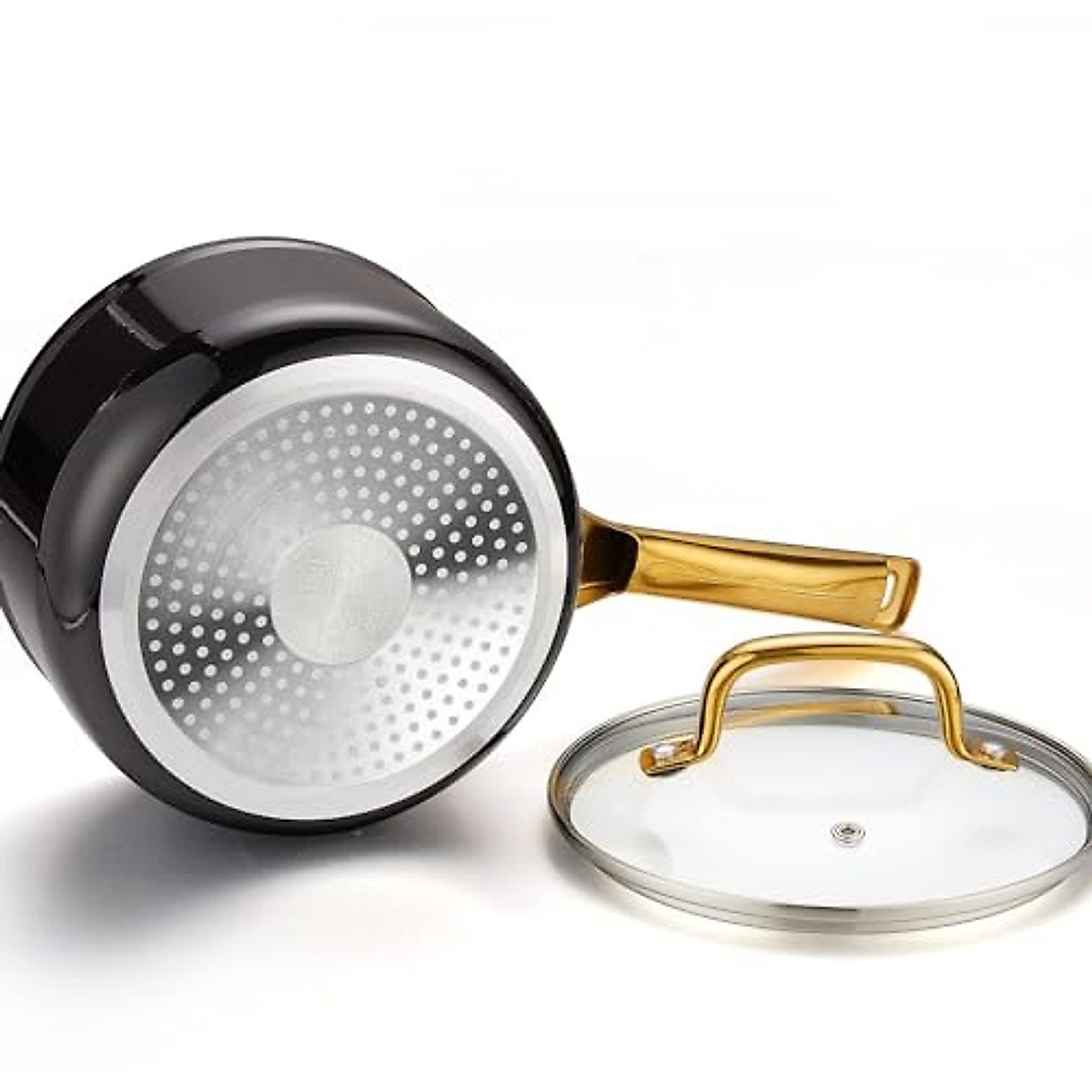 1.5 QT Enamel Black Sauce Pan with Lid, MSMK Designed Enamel Exterior Coating Withstand High Temperature And Fade Resistance, Pfoa Fre, Burnt Also Non Stick, Oven Safe, Dishwasher Safe…