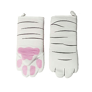 Rosavida Oven Mitts Gloves 1 Pair Heat Resistant 480 ℉ Cat's Claw Creative Kitchen Potholders Baking Gloves Comfortable Thickened Cotton Lining Anti-Scald Gloves