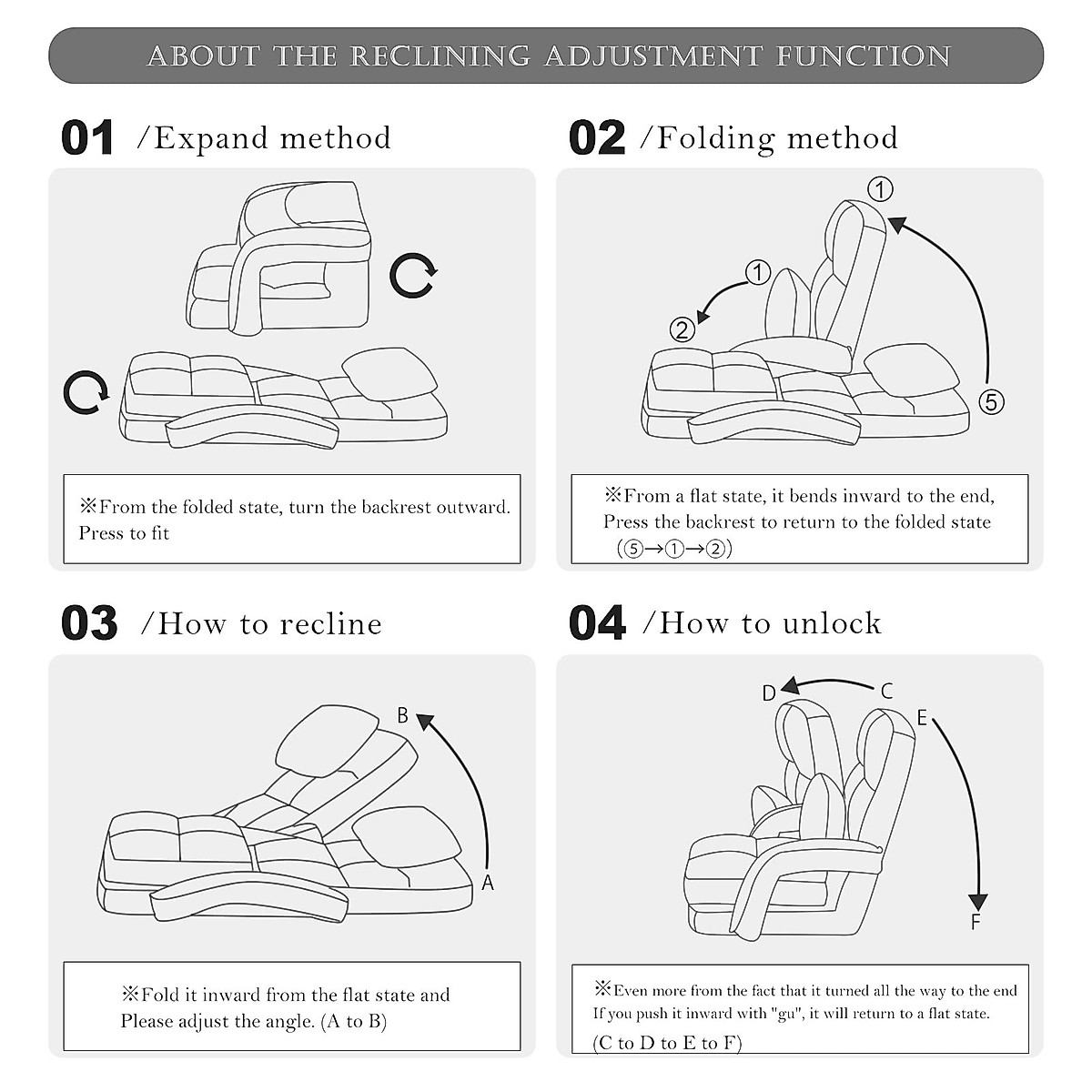 FLOGUOR Indoor Chaise Lounge Sofa Floor Chair with Back Support for Adults Folding Lazy Sofa with Armrests and Pillow Gaming Chairs 8808CO