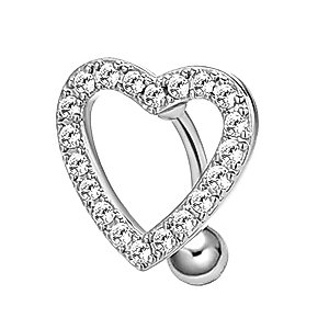 Harlermoon Heart Belly Button Rings CZ Crystal Belly Button Rings 14G Surgical Steel Piercing Jewelry (heart silver)