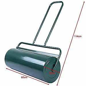 LHONE Tow Lawn Roller,Heavy Duty Metal Lawn Rollers Tow Behind Water Filled Push,Water and Sand Filled Garden Drum Roller with with U Shaped Handle (24" x 13")