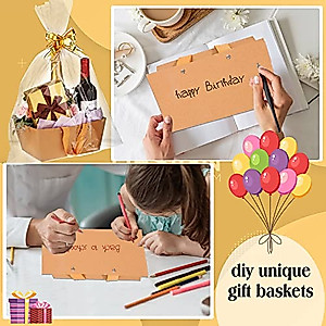30 Pieces Baskets with Handle for Gifts Empty with Cellophane Basket Bags Tissue Paper Bows Ribbons Bulk Empty Gift Basket with Handles for Graduation Birthday Party Wedding Holiday