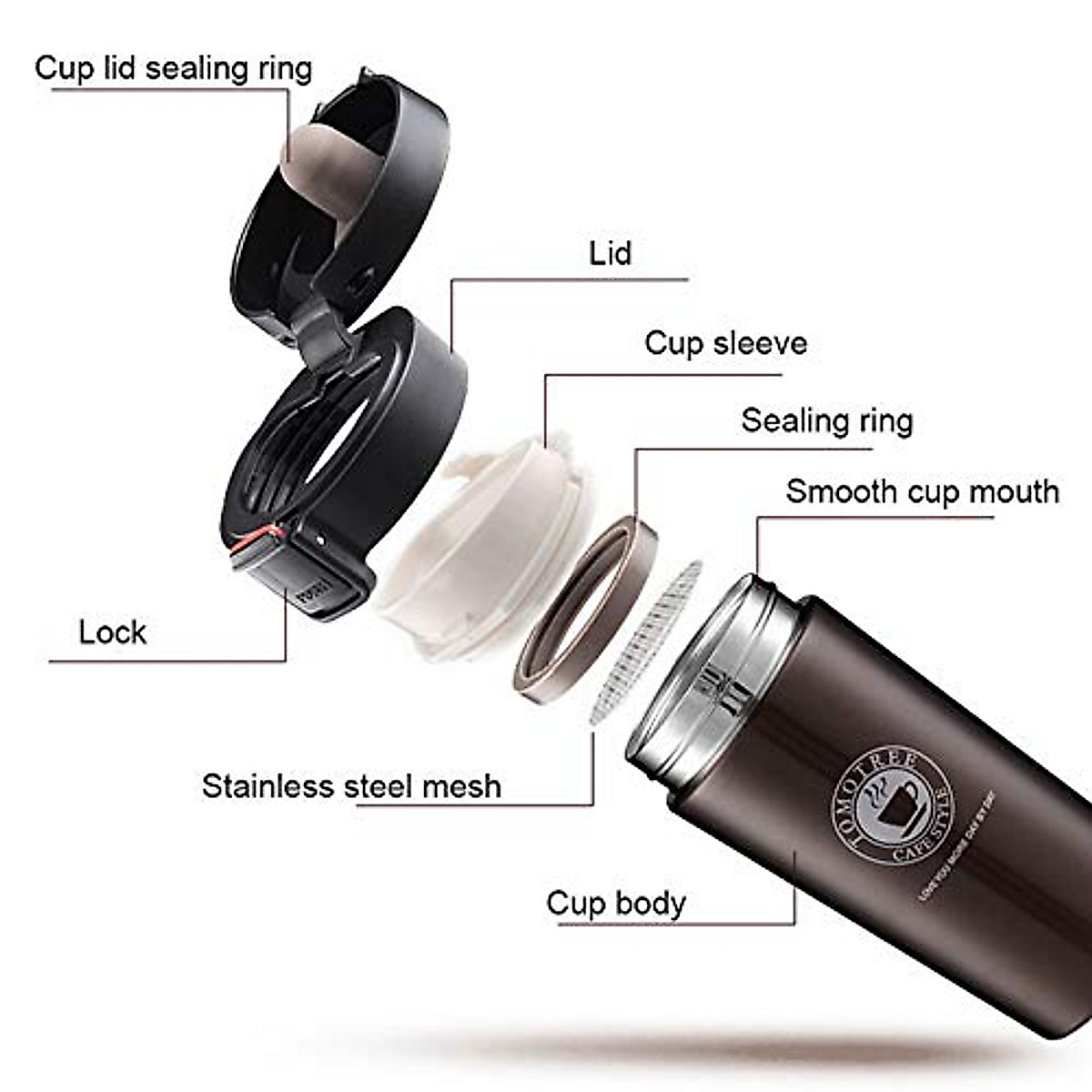 XXHH 380ML 304Food grade stainless steel linerThermos Coffee Mug Double Wall Stainless Steel Tumbler Vacuum Flask bottle thermo Tea mug Travel thermos mug Thermocup. (Black)