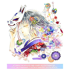 Ohuhu Pastel Markers Alcohol Based - Double Tipped Art Marker Set for Artists Adults' Coloring Sketching Illustration - 48 Colors + 1 Alcohol Markers Blender - Chisel & Fine - Oahu of Ohuhu Markers