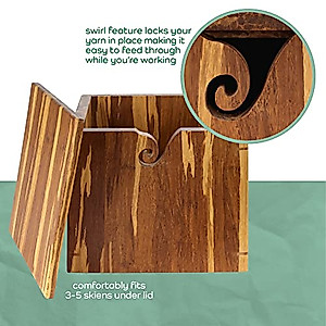 JubileeYarn Bamboo Yarn Bowl with Lid - Holder Knitting Crochet Accessories - Extra Large Tiger Stripe - 1 Box