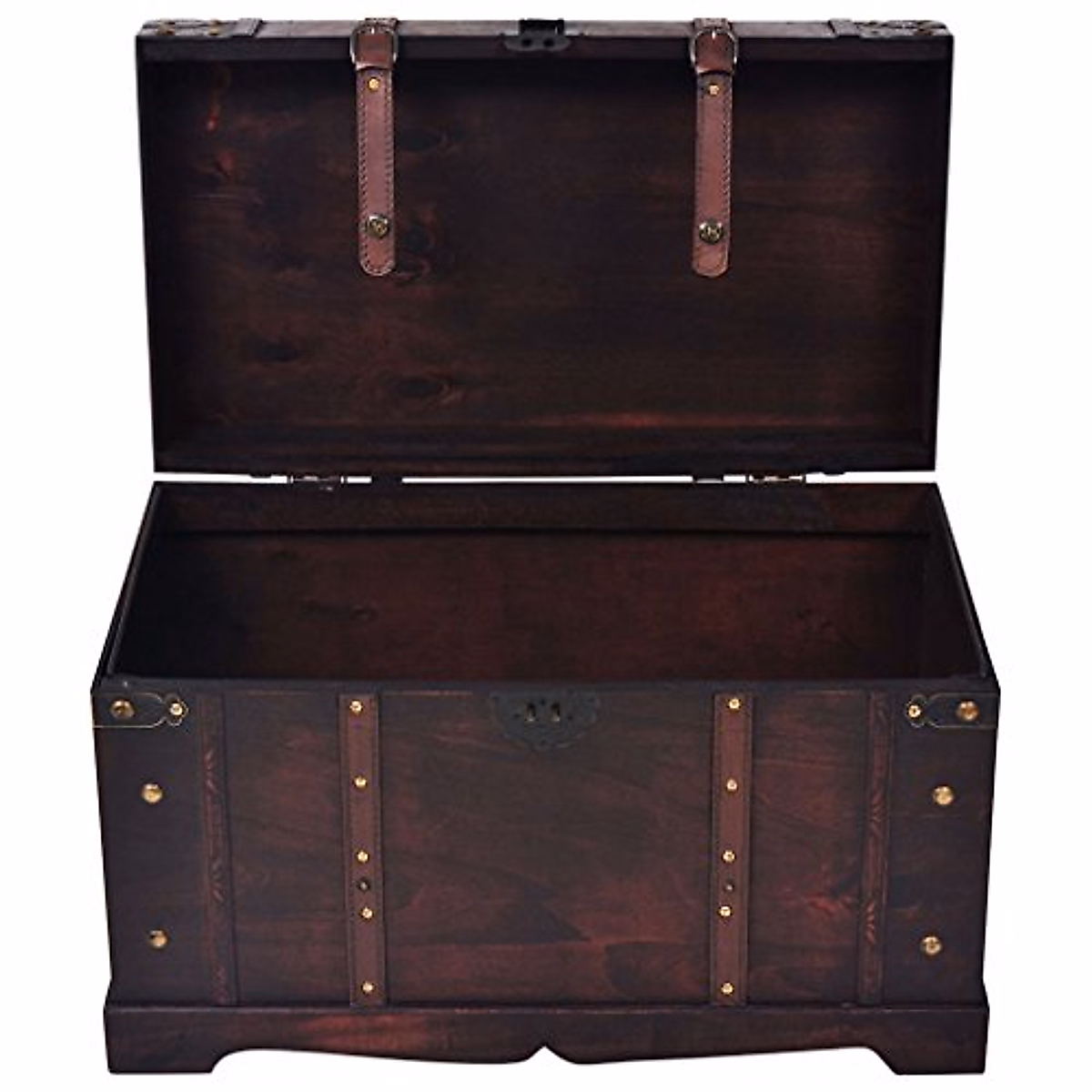 Festnight Treasure Chest Wood Storage Box Trunk Cabinet Collection Furniture Decor 26" x 15" x 15.7" (L x W x H)