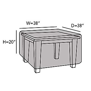 Covermates Square Patio Accent Table Cover - Patio Outdoor Furniture Cover, Water Resistant Outdoor Ottoman/Side Table Cover, Elite 300D Polyester, 38W x 38D x 20H, Charcoal