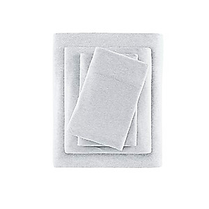 Urban Habitat Heathered Queen Bed Sheets, Casual 100% Cotton Bed Sheet, Light Grey Bed Sheet Set 4-Piece Include Flat Sheet, Fitted Sheet & 2 Pillowcases, (UH20-2063)