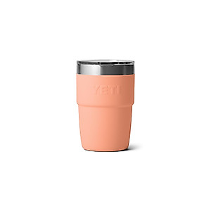 YETI Rambler 8 oz Stackable Cup, Stainless Steel, Vacuum Insulated Espresso Cup with MagSlider Lid, Lowcountry Peach