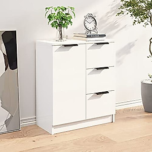 vidaXL Sideboard High Gloss White 23.6"x11.8"x27.6" Engineered Wood