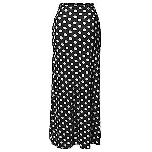 Stylish Fold Over Flare Long Maxi Skirt Black White S