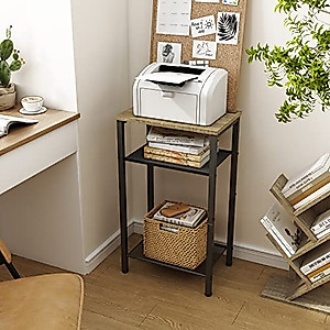 Hoctieon 3 Tier End Table, Telephone Table, Tall Side Table with Storage, Small Nightstand for Small Spaces, Metal Frame, For Living Room, Bedroom, Sofa Couch, Hall, Easy Assembly, Greige