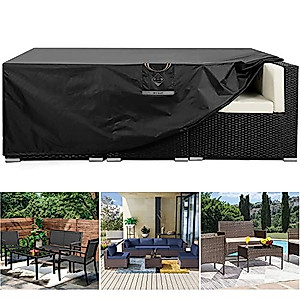 Paswith Outdoor Patio Furniture Covers Waterproof 600D Strong Tear Resistant Outdoor Table Covers, Patio Furniture Covers Windproof UV & Fade Resistant For Outdoor Furniture(90"Lx60"Wx28"H)