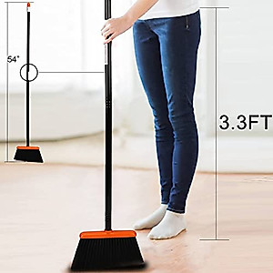 Broom and Dustpan/Dustpan with Broom Combo with 52" Long Handle for Home Kitchen Room Office Lobby Floor Use Upright Stand Up Broom and Dustpan Set for Home