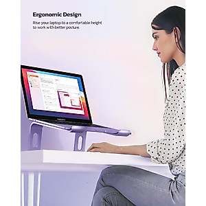 Nulaxy Ergonomic Aluminum Laptop Stand - Detachable Riser for 10-15.6' Laptops (Purple)