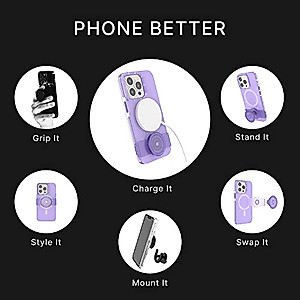 PopSockets: iPhone 13 Pro Case with Phone Grip and Slide Compatible with MagSafe, Phone Case for iPhone 13 Pro, Wireless Charging Compatible- Violet