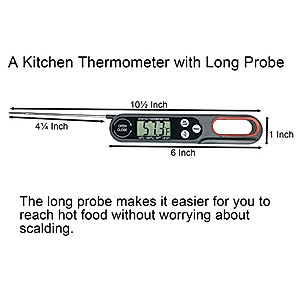 Wotermly Digital Kitchen Meat Thermometer with Backlight LCD and Foldable Long Probe, Instant Read Food Cooking Thermometer Use for Grill,Liquid, BBQ, Baking and Candy