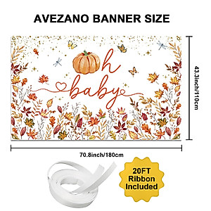 Avezano Pumpkin Baby Shower Backdrop Fall Gender Neutral Oh Baby Background Autumn Little Pumpkin Maple Leaves Baby Shower Party Decorations Banner 70.8 x 43.3 Inch