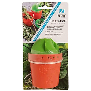 Hutzler Herb-Eze Herb Stripper and Freezer Storage Container, Green/Orange, 2.5" x 3.4"