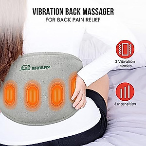 Snailax Heating Pad for Back Pain Relief,Belly Wrap Belt with 3 Vibration Modes & Adjustable Strap,Heating Pad for Cramps,3 Heat Setting & Auto Shut Off, Gifts(Gray)
