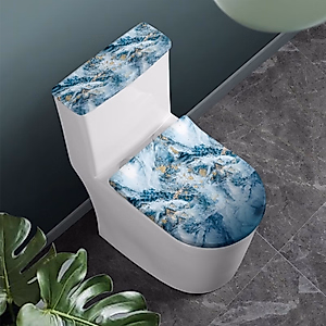 TODIYADDU Marble Print Toilet Tank Covers Elongated Toilet Lid Covers Universal Toilet Cover Set for Bathroom Fits Most Toilet Tanks & Lids Easy Install Travel-Friendly Toilet Lid & Tank Covers-1