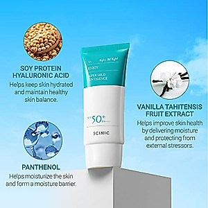 SCINIC Enjoy Super Mild Sun Essence SPF50+ PA++++ 1.69 fl oz(50ml) | A Lightweight Hydrating Sun Essence That leaves No Sticky Feeling | Korean Skincare
