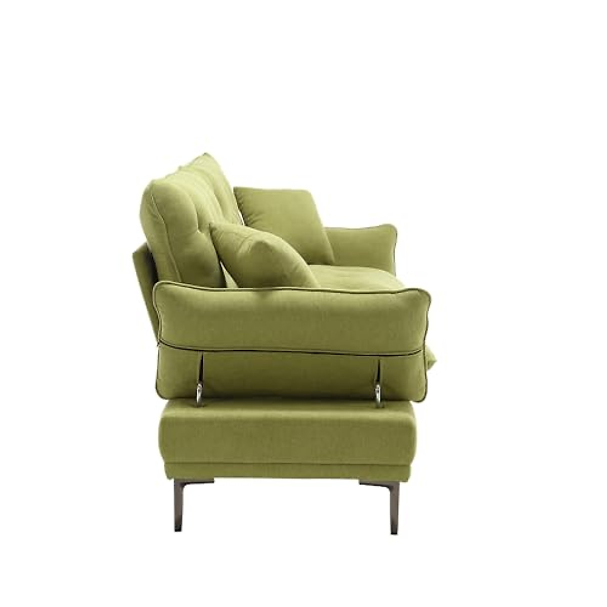 CDBBIB 102'' Convertible Futon Sofa Bed, Linen Sofa with Metal Feet,Mid Century Modern Couch.Futon Couch Small Space, Suitable for Living Room,Bedroom, Apartment.(Olive)