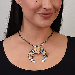 American West Sterling Silver Picture Jasper Gemstone Naja Pendant