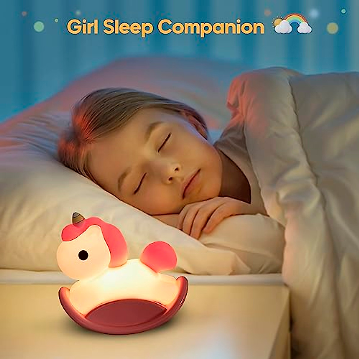 GZOKMOG Night Light for Kids, Touch Control Dimmable Baby Light, Cute Silicone Stress Relief Lamp for Kids, Gift for Girls and Boys (Pink)
