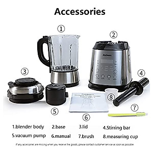 Joydeem Countertop Blender VK-1802, Cooking Blender for Soy Milk Soup Porridge and Milkshake, Juicer with Vacuum Pump, Support Pre-set & Keep Warm, 59Oz,1000W, Black
