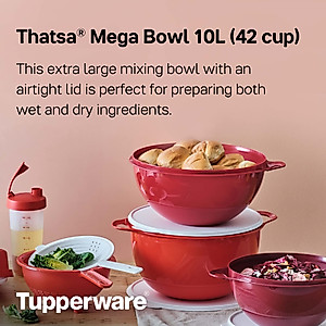 Tupperware Brand Thatsa Mega Prep & Storage Bowl, 10L (42 Cup) - Dishwasher Safe & BPA Free - Airtight, Leak-Proof Food Container with Lid - Extra Large & Lightweight