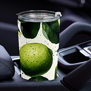 QWEUIOP 20oz Insulated Travel Coffee Mug Tropical Citrus Stainless Steel Tumbler with Lid Double Wall Vacuum Coffee Cup For Hot and Cold Drinks14324