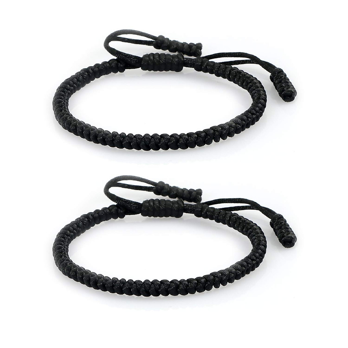 2pcs/set Tibetan Buddhist Woven Bracelets Lucky Protection Red String Knot Rope Handmade Friendship Bracelet for Mens Womens Jewelry(Black,Red,Green,Orange)