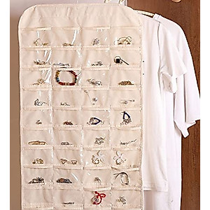 GUAGLL Beige 80-Compartment Double-Sided Jewelry Business ID Card Dustproof Storage Bag