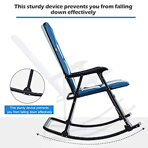 Tangkula Folding Rocking Chair, Foldable Camping Rocking Chair with Padded Seat High Back & Armrest, Support 350 lbs, Portable Chair for Indoor Outdoor Patio Lawn Backyard (1, Blue)