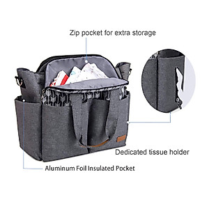 Lekebaby Diaper Bag Tote Large Mommy Bag for Hospital, Baby Bags for Mom Travel Diaper Tote Messenger Purse, Grey, Arrow Print
