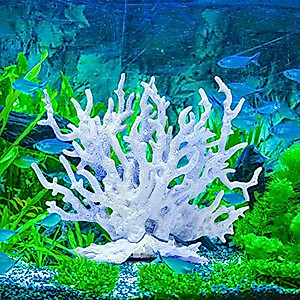 BLLREMIPSUR 2 PCS Aquarium Coral Ornament, Blue Pink Coral Reef Decor, Artificial Plants Fish Tank Decorations