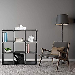 DazHom 10-Cube Storage Organizer Rack, Staircase Organizer Modular Bookcase, DIY Storage Organizer Closet Shelf, Bookcase in Living Room, Children’s Room, Bedroom for Toys and Daily Necessities, Black