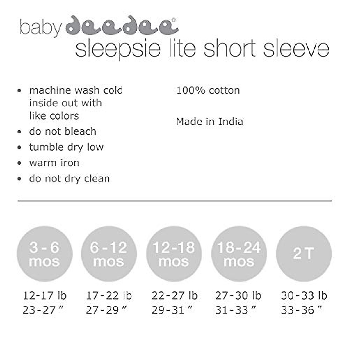 baby deedee Short Sleeve Cotton 1 Piece Footless Romper Pajama, 18-24 Months, Heather Gray/Teal