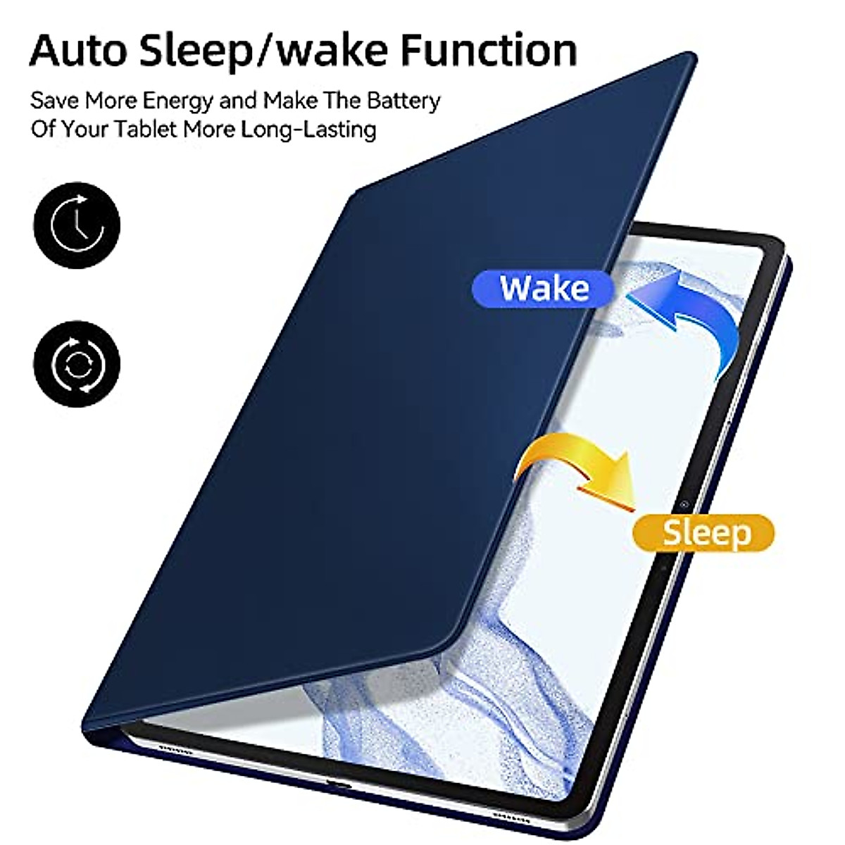 Syndrruce Magnetic Case for Samsung Galaxy Tab S7 Plus/S7 FE/S8 Plus 12.4 Inch, Slim Lightweight Protecitve Cover with S Pen Holder for Samsung Tablet S7 Plus/ S7 FE/ S8 Plus 12.4" (DarkBlue)