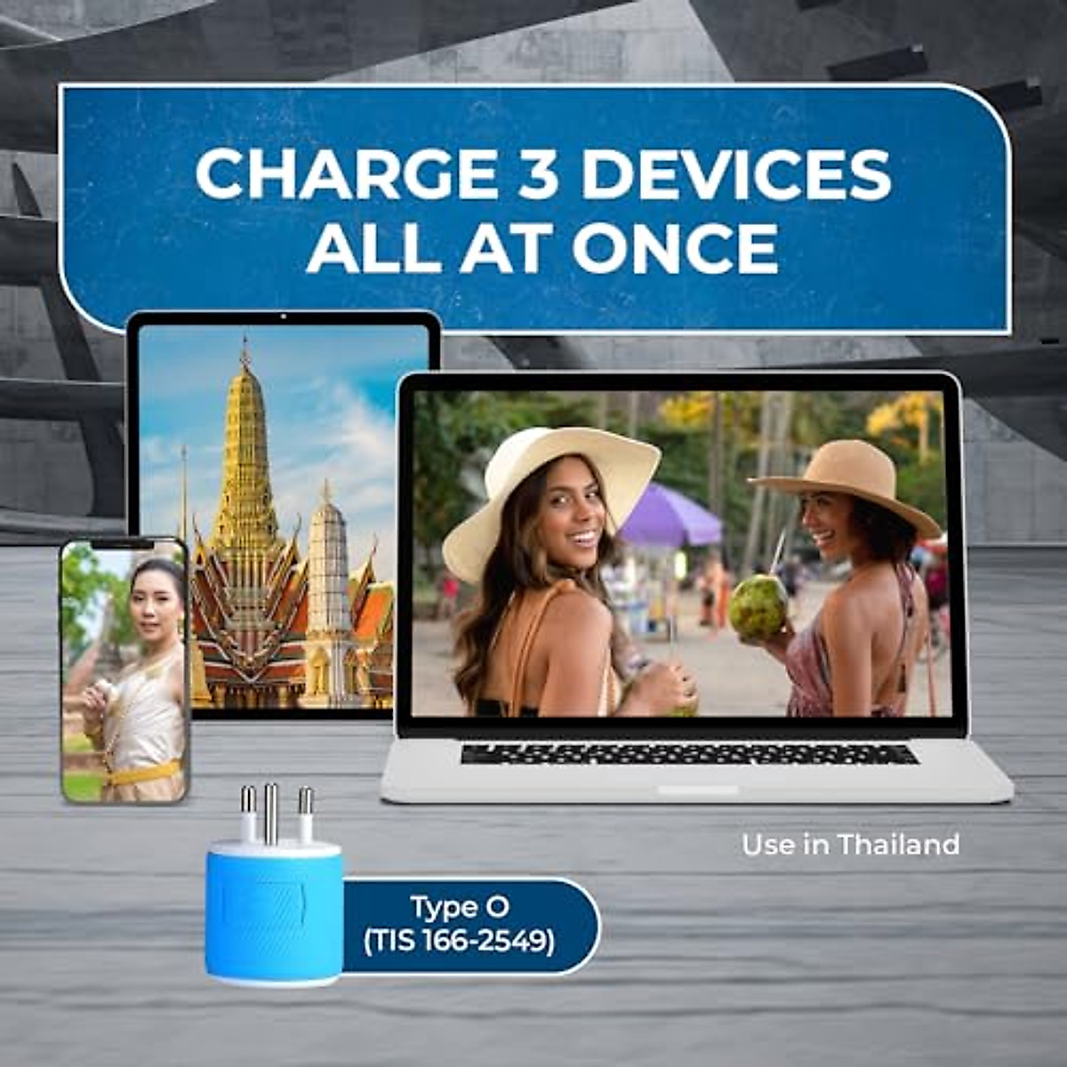 OREI Thailand Travel Plug Adapter with Dual USB - USA Input - Type O (U2U-18), Will Work with Cell Phones, Camera, Laptop, Tablets, iPad, iPhone and More