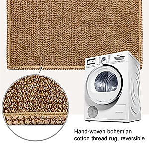 Fixseed Small Boho Rug Cotton Woven Rug 2 x 3 Feet Entryway Washable Area Rugs Reversible Cotton Bath Rugs for Indoor Outdoor Farmhouse Patio Living Room Bedroom Front Porch Door Mats Carpet