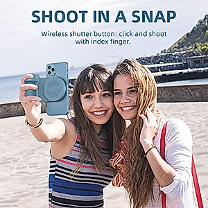 Magnetic Camera Handle Bluetooth Bracket，Smart Bluetooth Mobile Phone Anti-Shake Selfie Device, Magnetic Grip Photo Stand, Bluetooth Selfie Stick Grip Mount, for All Phone (Blue)