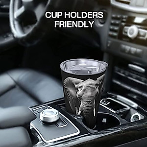 Groamaup 20oz Elephant Stainless Steel Insulated Tumbler with Lid and 3pcs Straw Sets, African Car Cup for Cold and Hot Drinks, Coffee Mug for Travel Office and Home Use