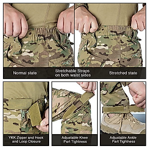 IDOGEAR Tactical Pants for Men Combat Pants with Hidden Knee Pads Military Camo Apparel Ripstop Multi-Pocket Outdoor Trousers （Multi-camo, 36W x 33L）